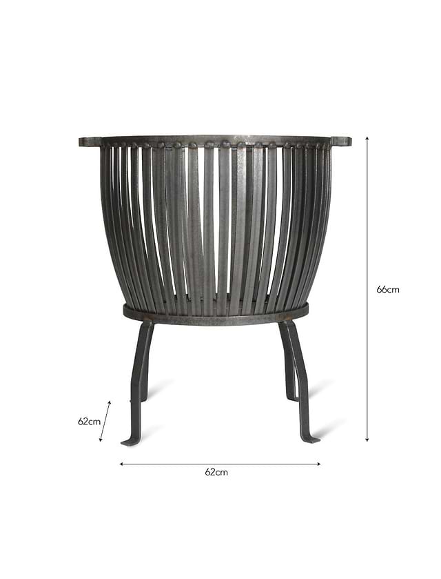 Barrington Fire Pit - Raw Metal, Grey, Large | Garden Trading