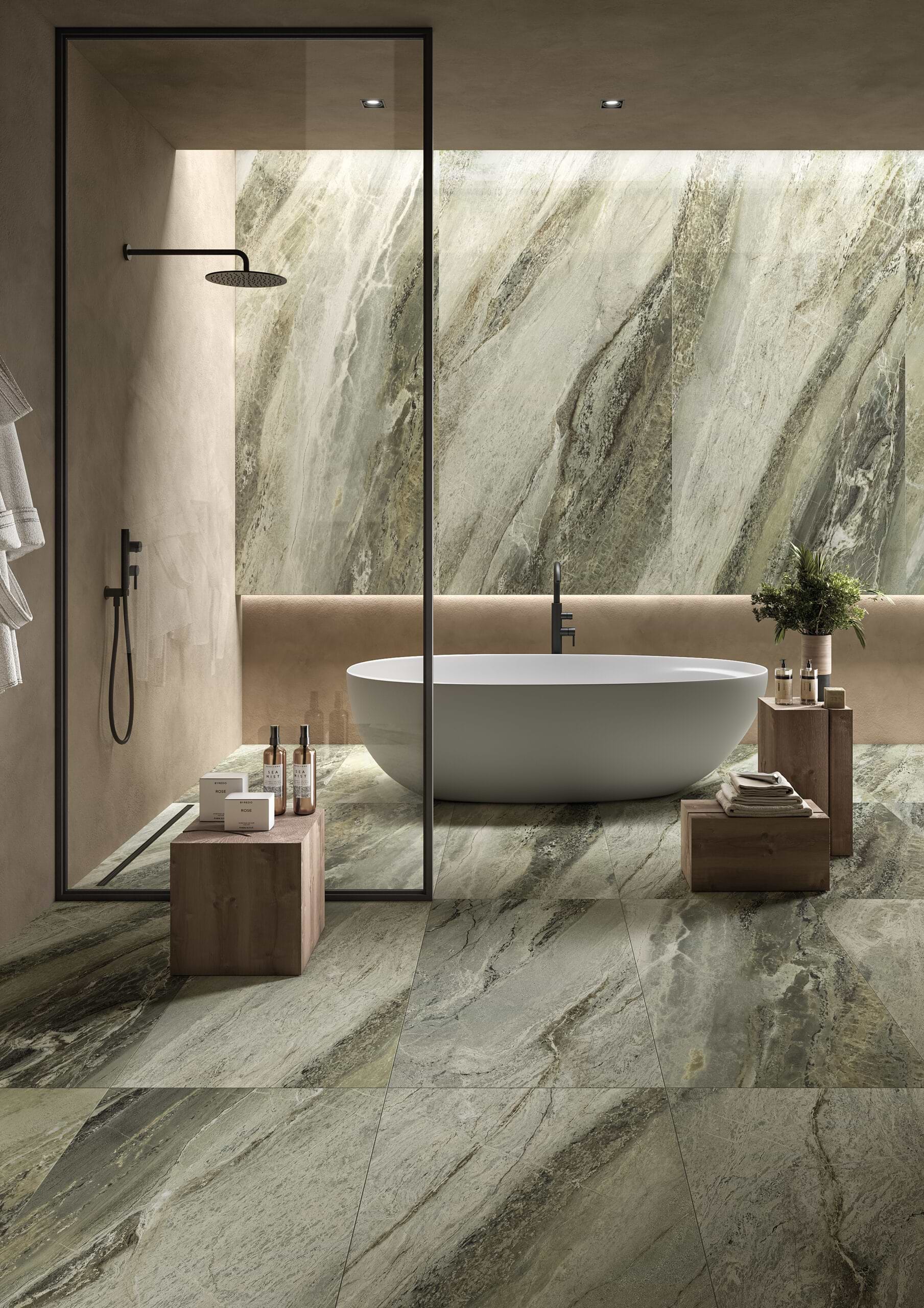 Irish Green Polished Porcelain Slab – With Sparkle Effect - Porcetops